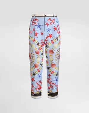 Dolce & Gabbana Shell-print Linen Canvas Trousers Pants And Shorts - Multicolor