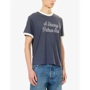 PALMES Slogan-embroidered Cotton-blend T-shirt
