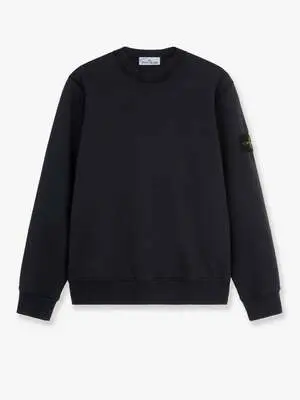 Stone Island Cotton Sweatshirt With Side Logo Patch - Blue