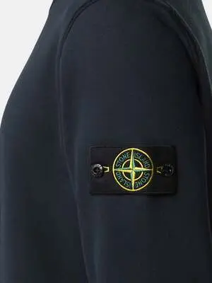 Stone Island Cotton Sweatshirt With Side Logo Patch - Blue