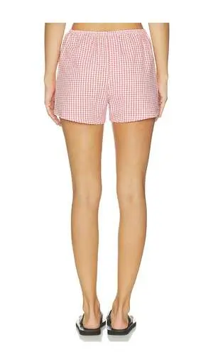 Donni. X Revolve Cotton Gingham Tap Shorts - Red