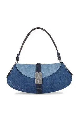 GANNI B-kat Denim Shoulder Bag - Blue