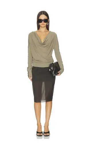 Helmut Lang Cowl Long Sleeve Top In . Also