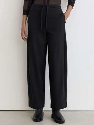 REISS Cotton-blend Barrel-leg Drawstring Trousers - Black