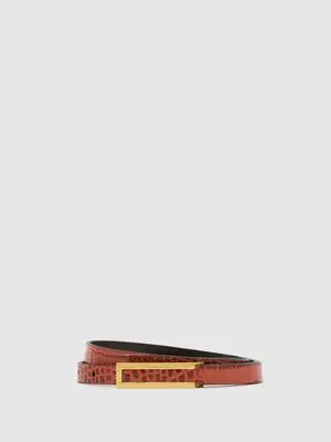 REISS Leather Crocodile-effect Belt
