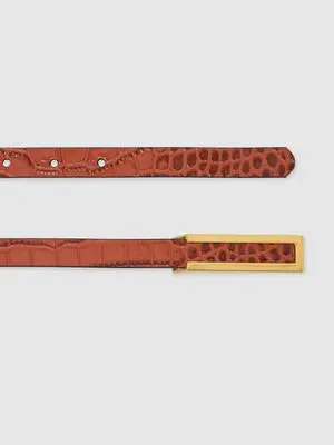 REISS Leather Crocodile-effect Belt