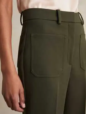 REISS Twill Patch-pocket Flared Trousers