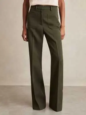 REISS Twill Patch-pocket Flared Trousers