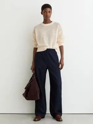 REISS Cotton Open-stitch Crew-neck Jumper