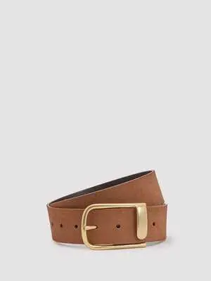 REISS Suede Half Keeper Belt - Tan