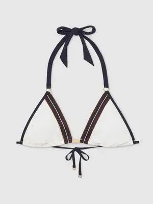 REISS Contrast-stripe Triangle Bikini Top