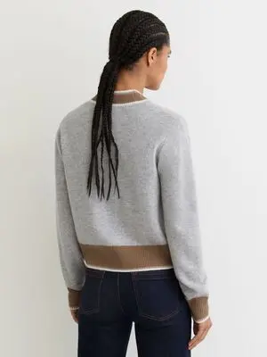 REISS Grey & Neutral Wool-cashmere Tipped Cardigan