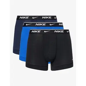 Nike Essential Pack Of Three Cotton-stretch Trunks - Royal