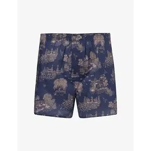 Derek Rose Ledbury London Toile Cotton Boxer Shorts - Navy
