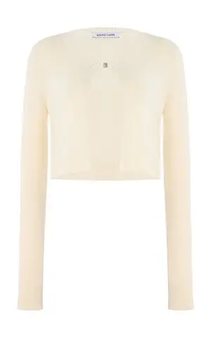 AISLING CAMPS Cropped Wool-blend Cardigan - Ivory