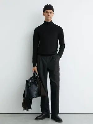 REISS Wool Half-zip Logo Jumper