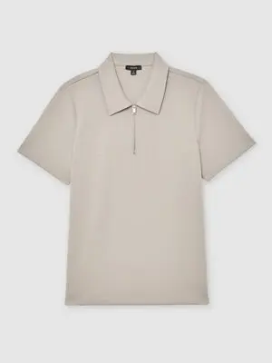 REISS Premium Interlock Half-zip Polo Shirt
