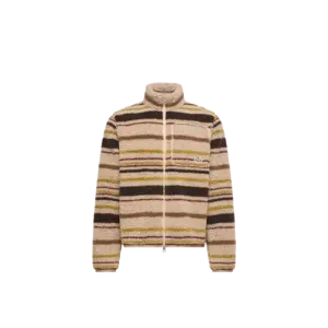 Moncler Striped Teddy Zip-up Cardigan - Beige