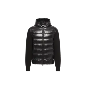 Moncler Zip-up Padded Cardigan With Wool And Cashmere Blend Sleeves