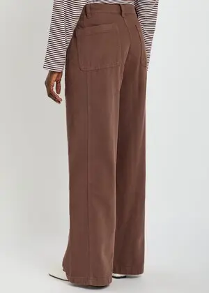 Eileen Fisher Wide-leg Organic Cotton Trousers - Brown