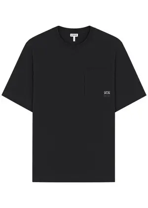 Loewe Logo-embroidered Cotton T-shirt - Black