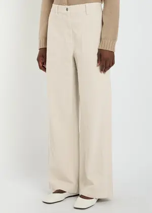 Eileen Fisher Wide-leg Organic Cotton Trousers - Light Grey