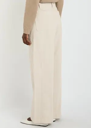 Eileen Fisher Wide-leg Organic Cotton Trousers - Light Grey