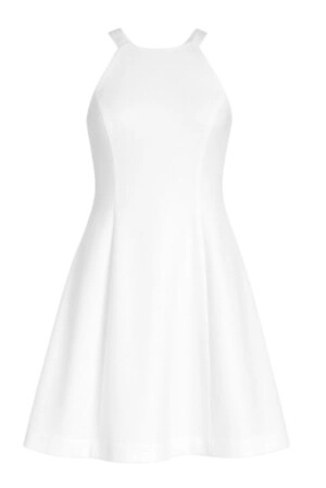 CONQUISTA Sleeveless A-line Dress In Stretch Gabardine - White