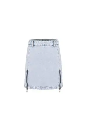 GOC DENIM Fitted Zip-detail Mini Skirt - Blue