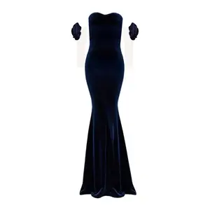 NUR KARAATA Versailles Rose N & W Gown - Blue