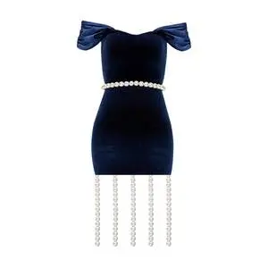 NUR KARAATA Dynasty Pearl Dress - Blue