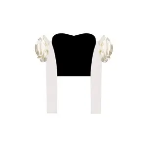 NUR KARAATA Strapless Velvet Top With Embellished Gloves - Black