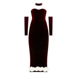 NUR KARAATA Empire Of Grace Dress - Red