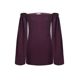 THISISU COLLECTION Kaia Balloon Sleeve Mini Dress Plum