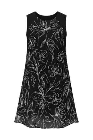 CONQUISTA Summer A Line Chiffon Dress - Black