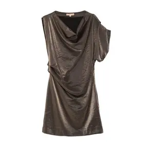 Dolores Promesas Draped Metallic Dress - Silver