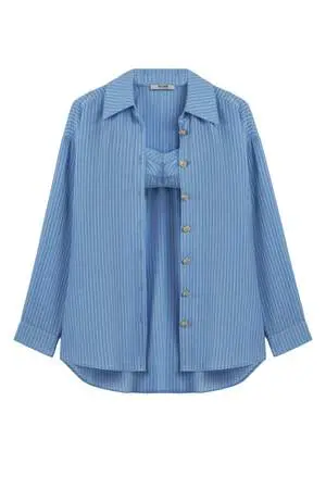 NOCTURNE Bustier-detail Shirt - Blue