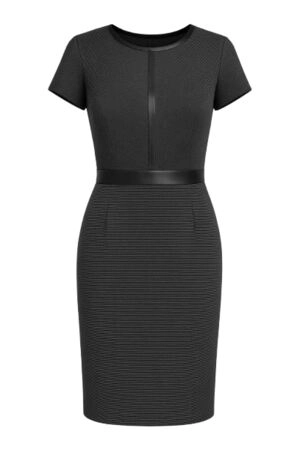 CONQUISTA Cap Sleeve Pleather Trim Knit Dress