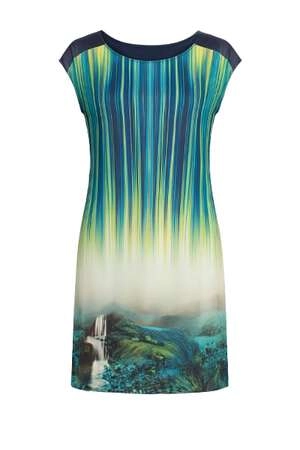 CONQUISTA Cap Sleeved Print Dress