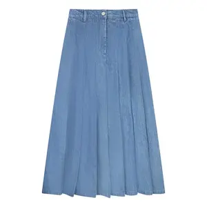 RAVE ON TREND Pleated Denim Skirt