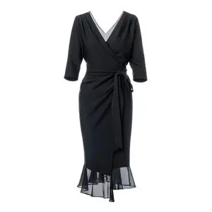 CONCEPT A TROIS Wrap Dress With Silk Ruffles