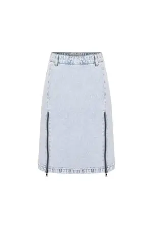 GOC DENIM Light Wash Pencil Skirt With Front Slit