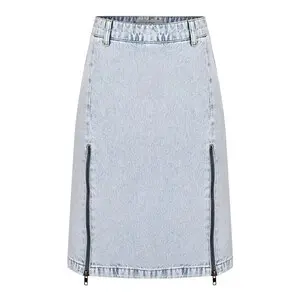 GOC DENIM Denim Pencil Skirt With Front Slit - Blue