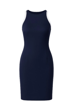 CONQUISTA Navy Sleeveless Dress With Contrast Detail - Blue