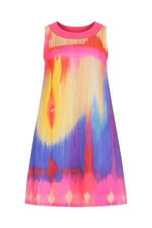 CONQUISTA Printed Sleeveless Round Neck Dress - Red