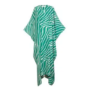 JENNAFER GRACE Talitha Cinched Waist Caftan In Jungle Jewel - Green