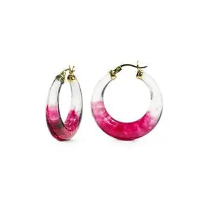 GOLD & HONEY Ombre Graduated Lucite Hoop Earrings - Red