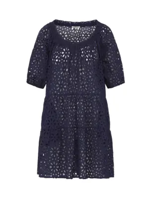 CHANGE OF SCENERY Neutrals / Kelly Dress Navy Seaside Eyelet - Blue