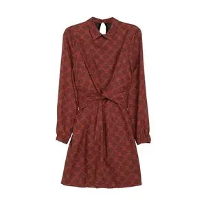 Dolores Promesas Garnet Printed Shirt Dress - Red