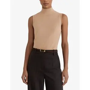 REISS Evelyn Funnel-neck Wool Vest - Camel